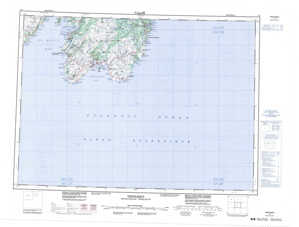 Buy Trepassey topo map 001K – YellowMaps Map Store