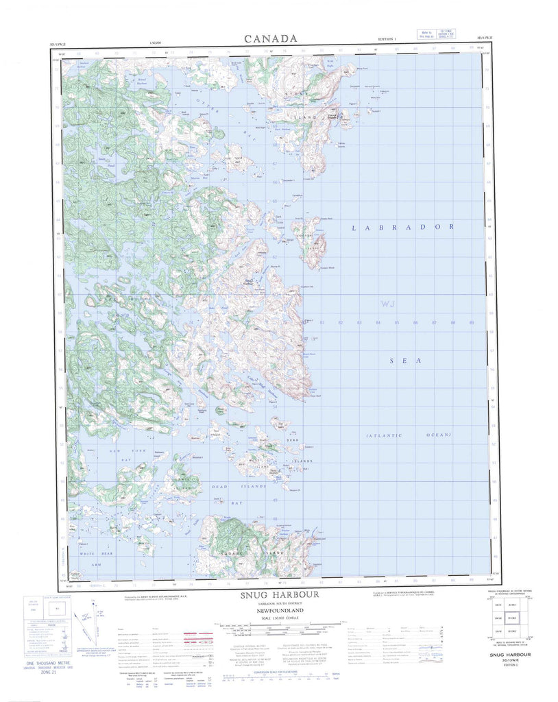 Buy Snug Harbour topo map 003D13 – YellowMaps Map Store
