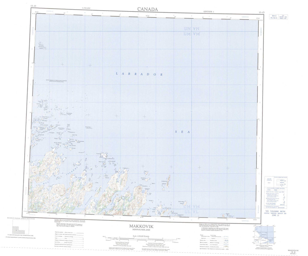 Buy Makkovik topo map 013O – YellowMaps Map Store