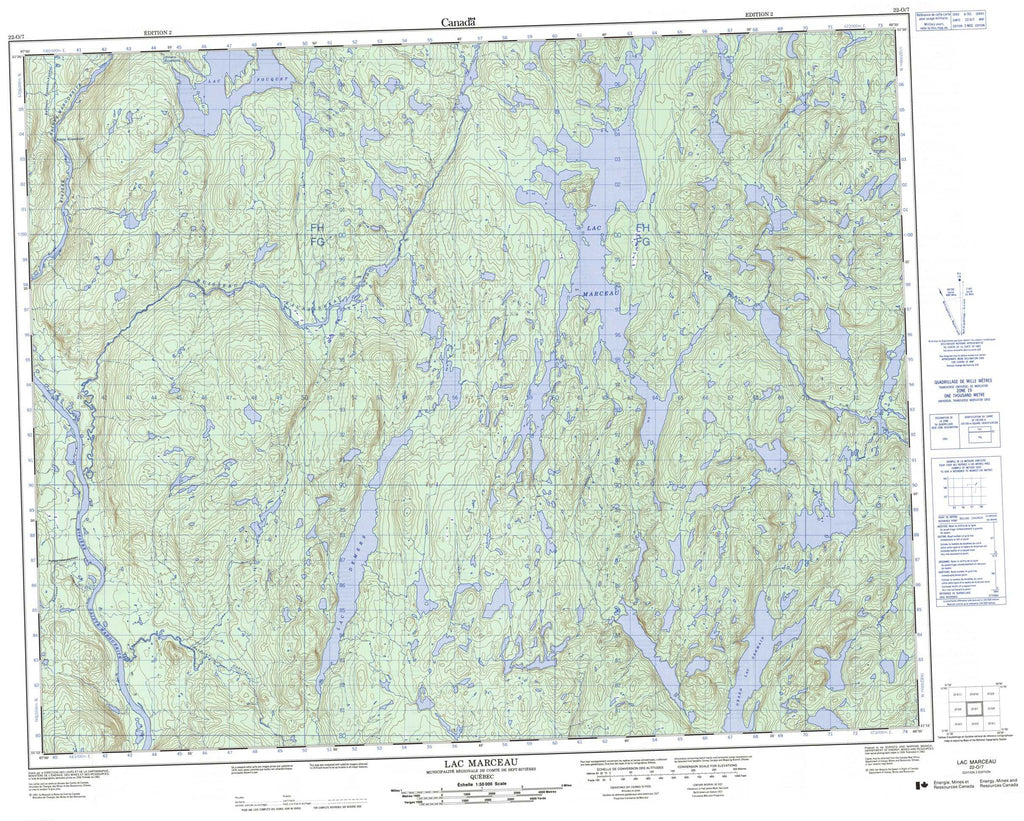 Buy Lac Marceau topo map 022O07 – YellowMaps Map Store