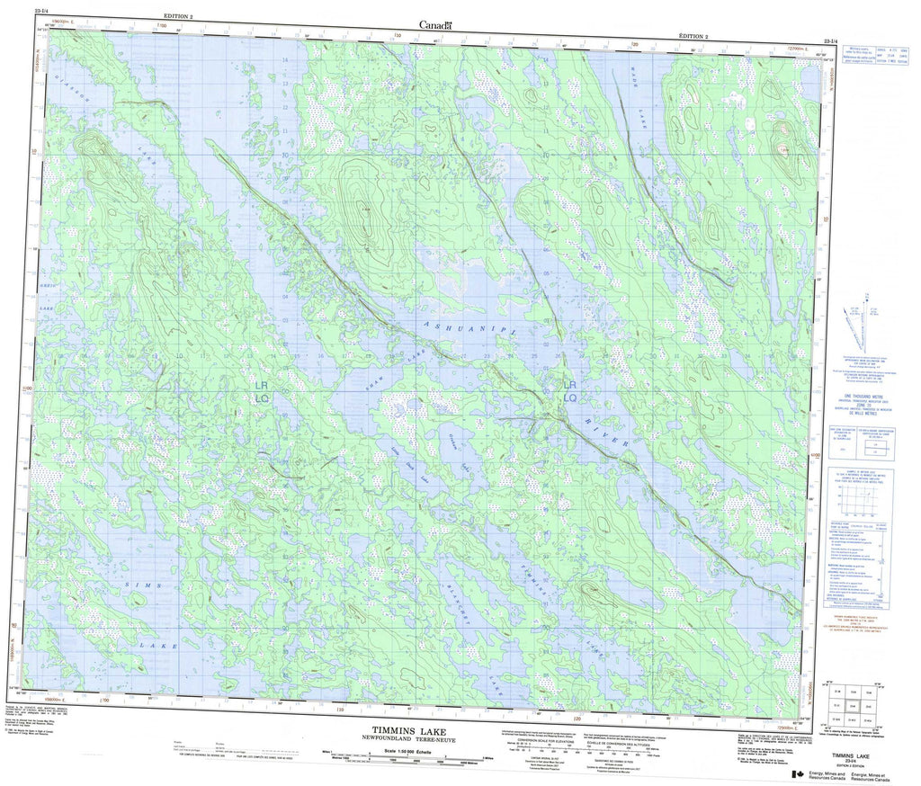 Buy Timmins Lake topo map 023I04 – YellowMaps Map Store