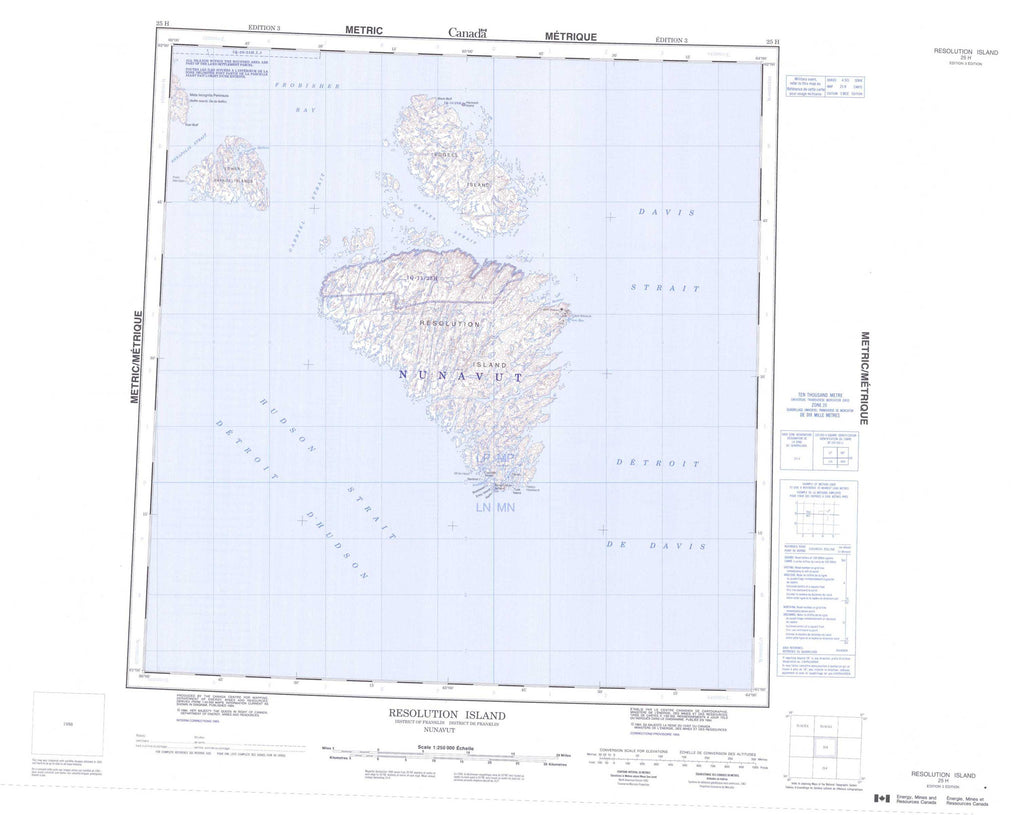 Buy Resolution Island topo map 025H – YellowMaps Map Store