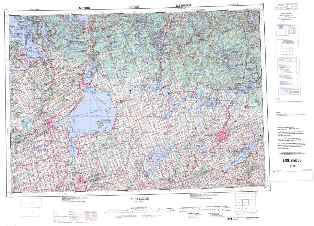 Buy Lake Simcoe topo map 031D – YellowMaps Map Store