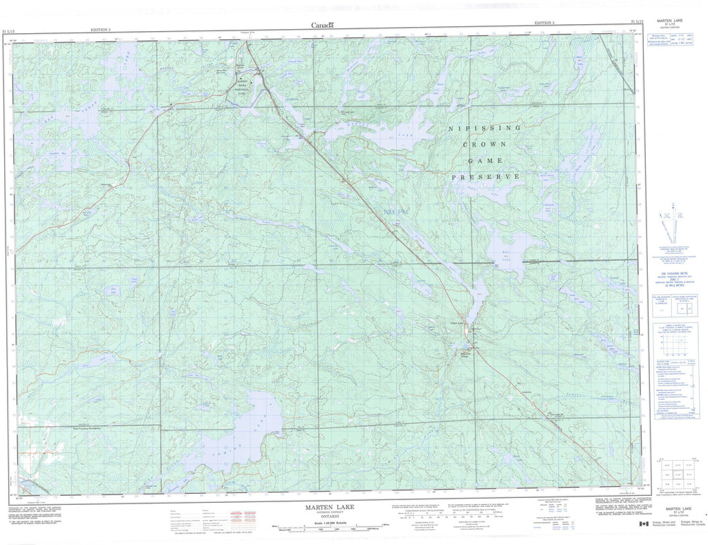 Buy Marten Lake topo map 031L12 – YellowMaps Map Store