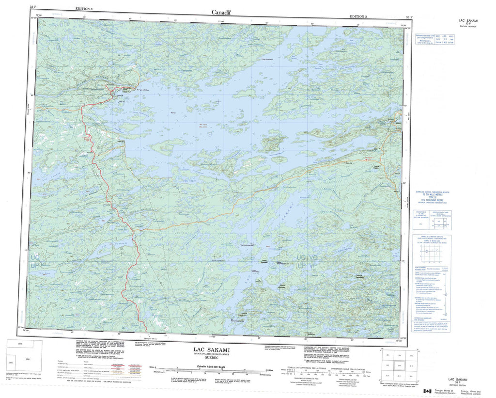 Buy Lac Sakami topo map 033F – YellowMaps Map Store