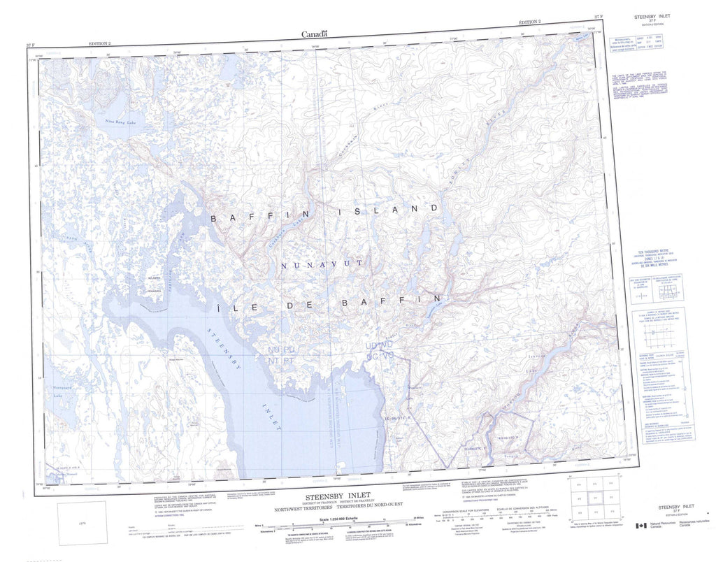 Buy Steensby Inlet topo map 037F – YellowMaps Map Store