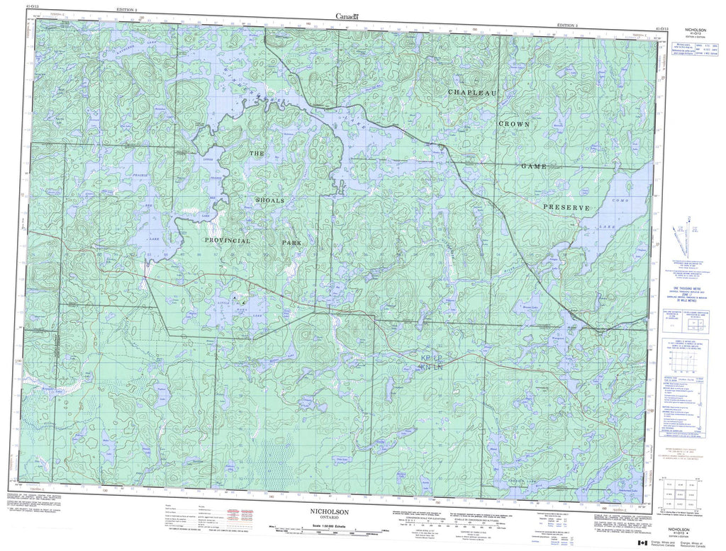 Buy Nicholson topo map 041O13 – YellowMaps Map Store