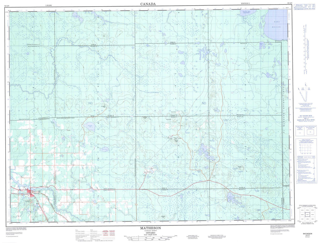 Buy Matheson topo map 042A09 – YellowMaps Map Store