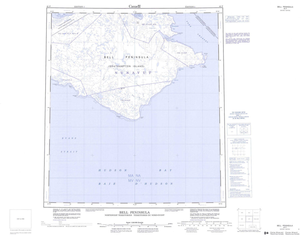 Buy Bell Peninsula topo map 045P – YellowMaps Map Store