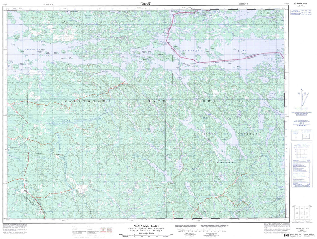 Buy Namakan Lake topo map 052C07 – YellowMaps Map Store