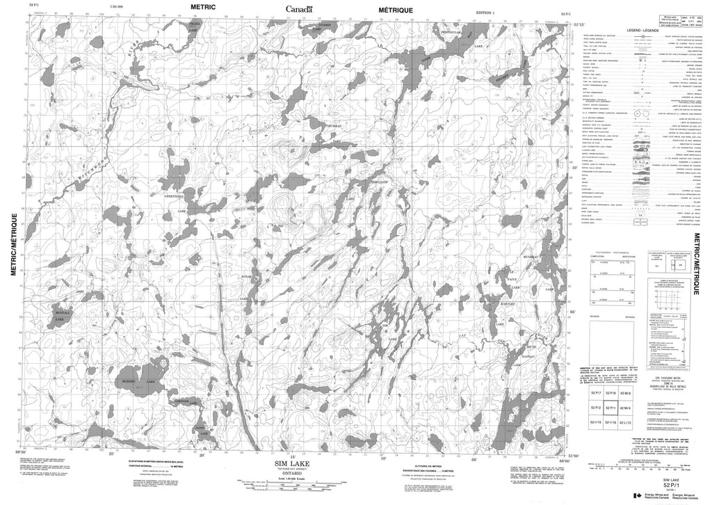 Buy Sim Lake topo map 052P01 – YellowMaps Map Store