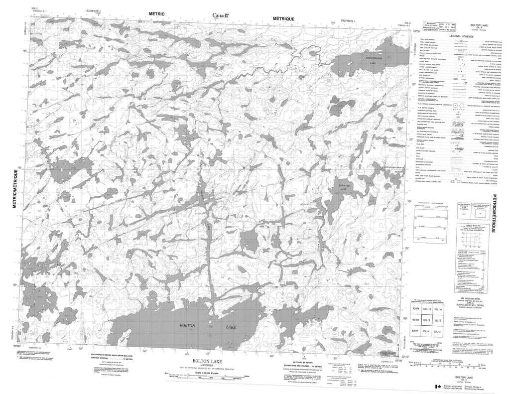 Buy Bolton Lake topo map 053L05 – YellowMaps Map Store