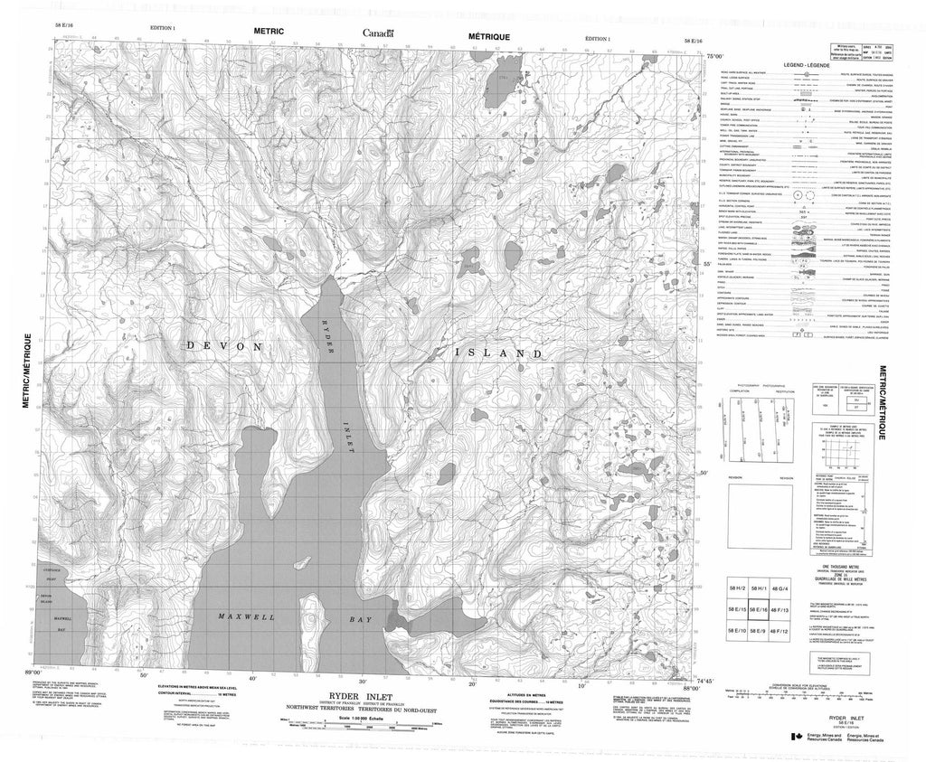 Buy Ryder Inlet topo map 058E16 – YellowMaps Map Store