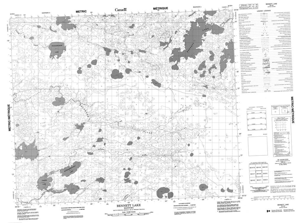 Buy Bennett Lake topo map 063H08 – YellowMaps Map Store