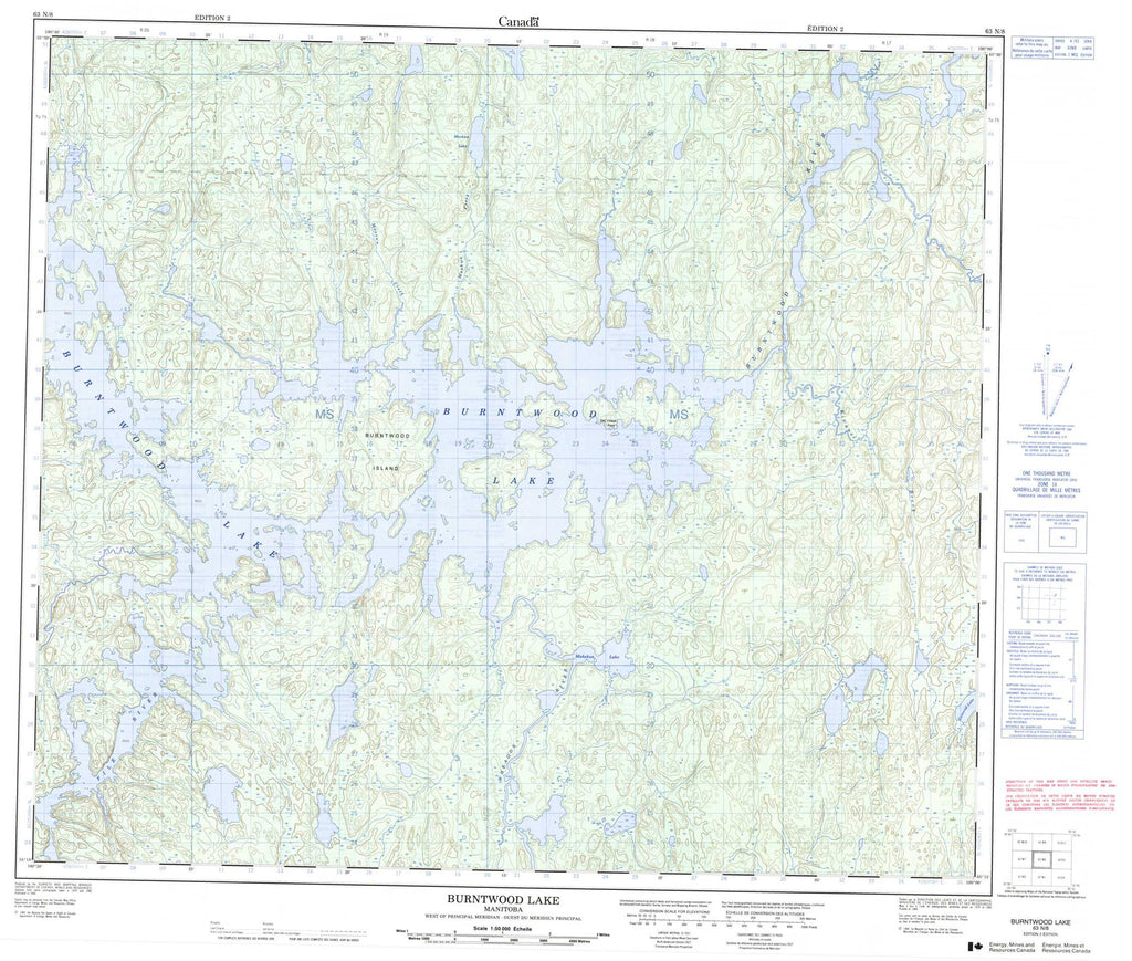 Buy Burntwood Lake topo map 063N08 – YellowMaps Map Store