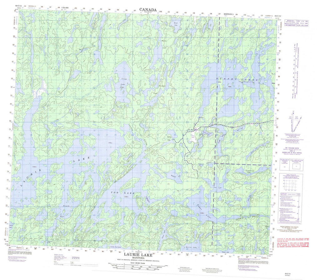 Buy Laurie Lake topo map 064C12 – YellowMaps Map Store