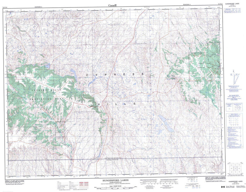 Buy Hungerford Lakes topo map 072F12 – YellowMaps Map Store