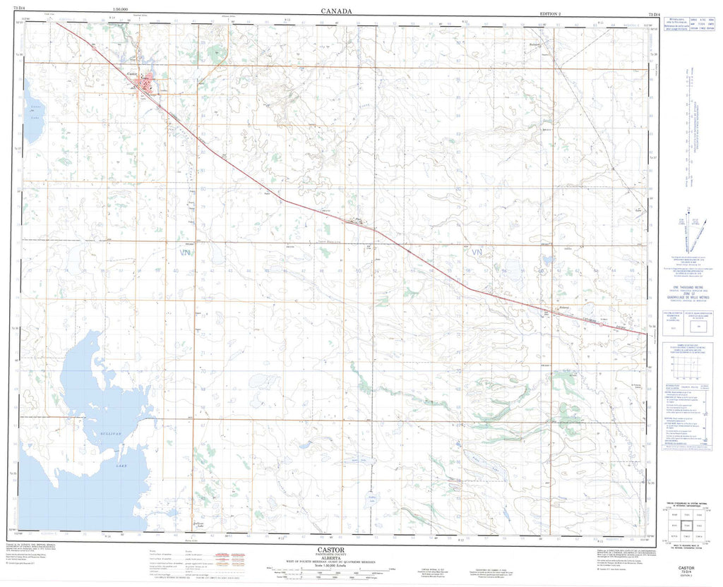 Buy Castor topo map 073D04 – YellowMaps Map Store