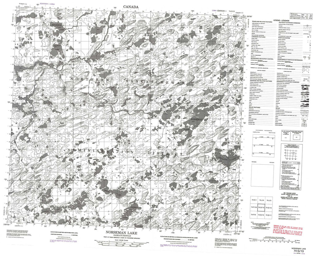 Buy Norseman Lake topo map 074G13 – YellowMaps Map Store