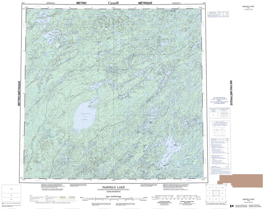 Buy Pasfield Lake topo map 074I – YellowMaps Map Store
