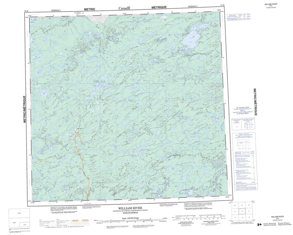 Buy William River topo map 074K – YellowMaps Map Store