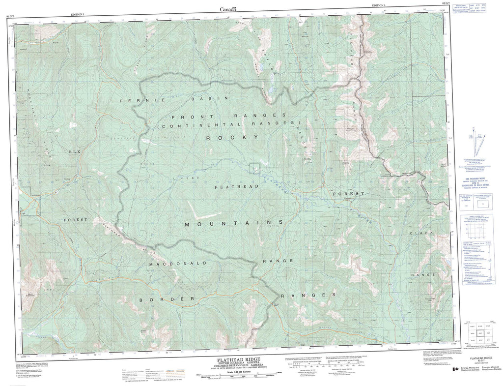 Buy Flathead Ridge topo map 082G07 – YellowMaps Map Store