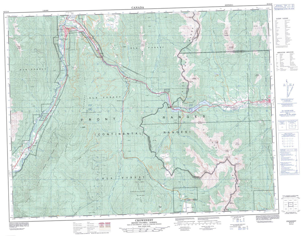 Buy Crowsnest topo map 082G10 – YellowMaps Map Store