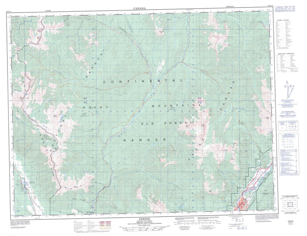 Buy Fernie topo map 082G11 – YellowMaps Map Store