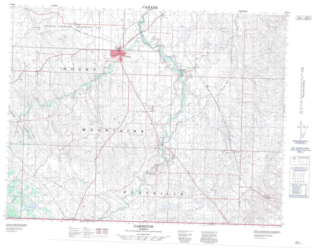 Buy Cardston topo map 082H03 – YellowMaps Map Store
