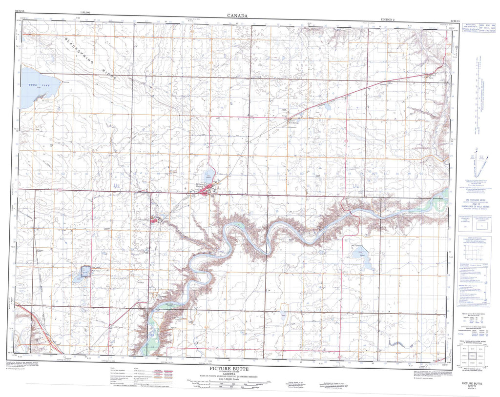 Buy Picture Butte topo map 082H15 – YellowMaps Map Store