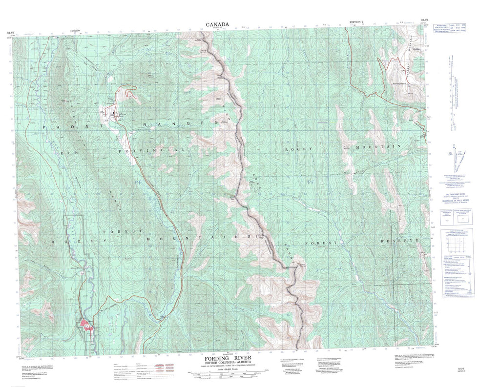 Buy Fording River topo map 082J02 – YellowMaps Map Store
