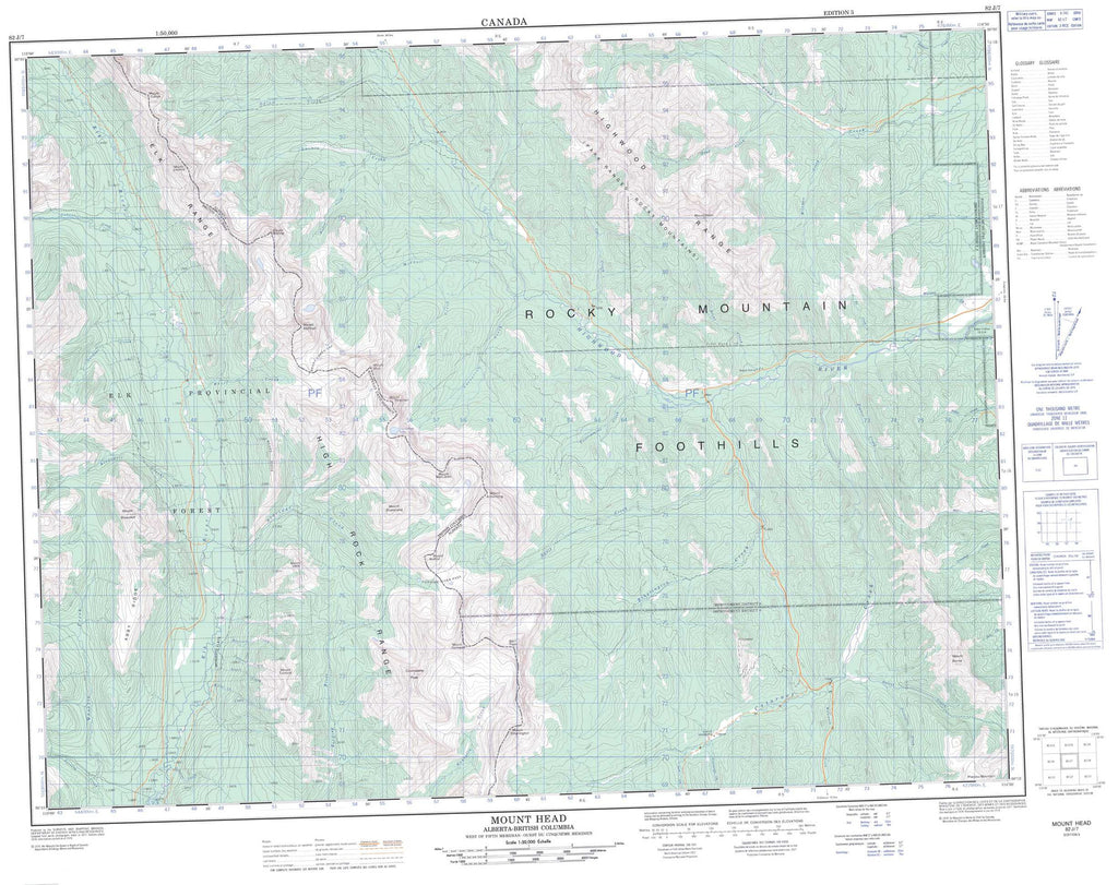 Buy Mount Head topo map 082J07 – YellowMaps Map Store