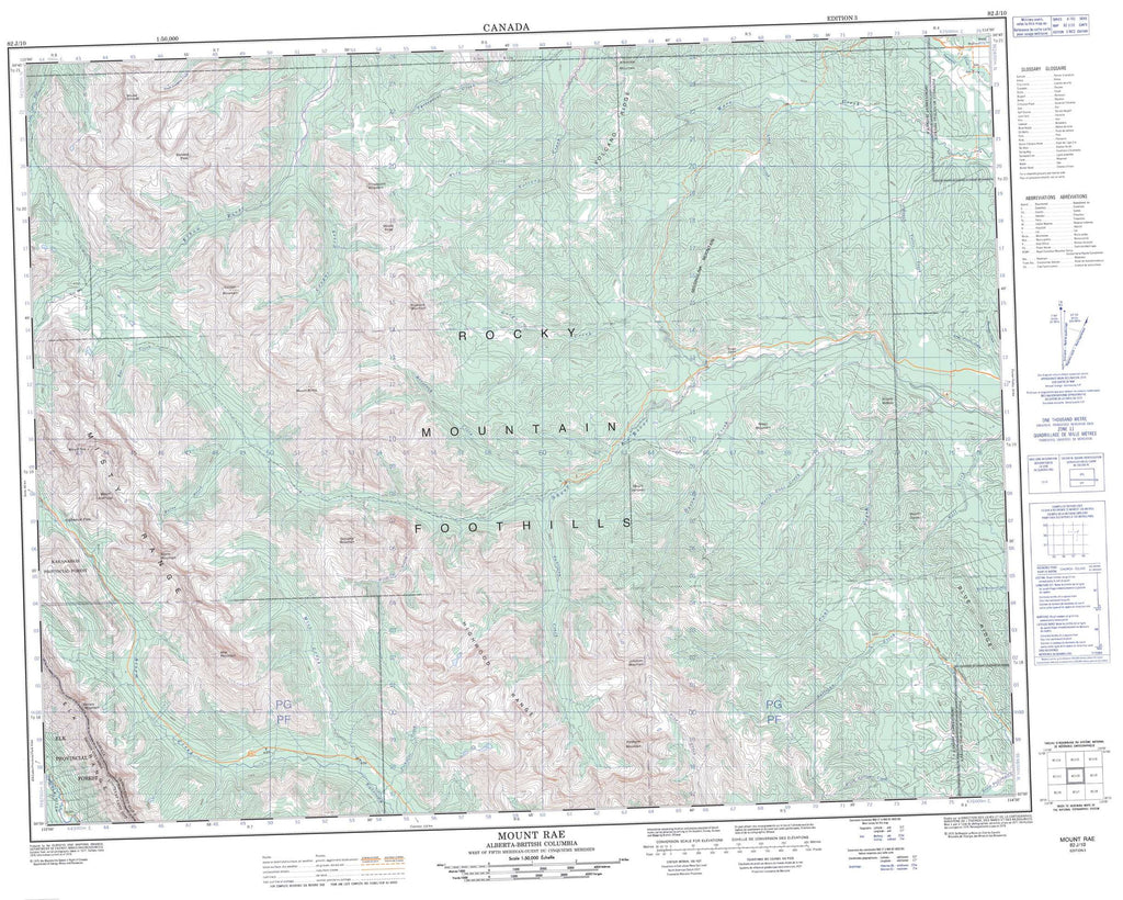 Buy Mount Rae topo map 082J10 – YellowMaps Map Store