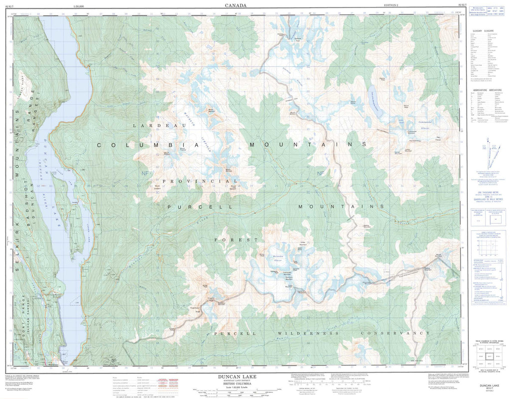 Buy Duncan Lake topo map 082K07 – YellowMaps Map Store