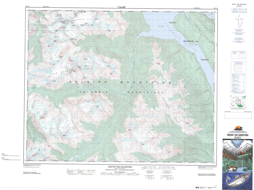 Buy Mount Sir Sandford topo map 082N12 – YellowMaps Map Store