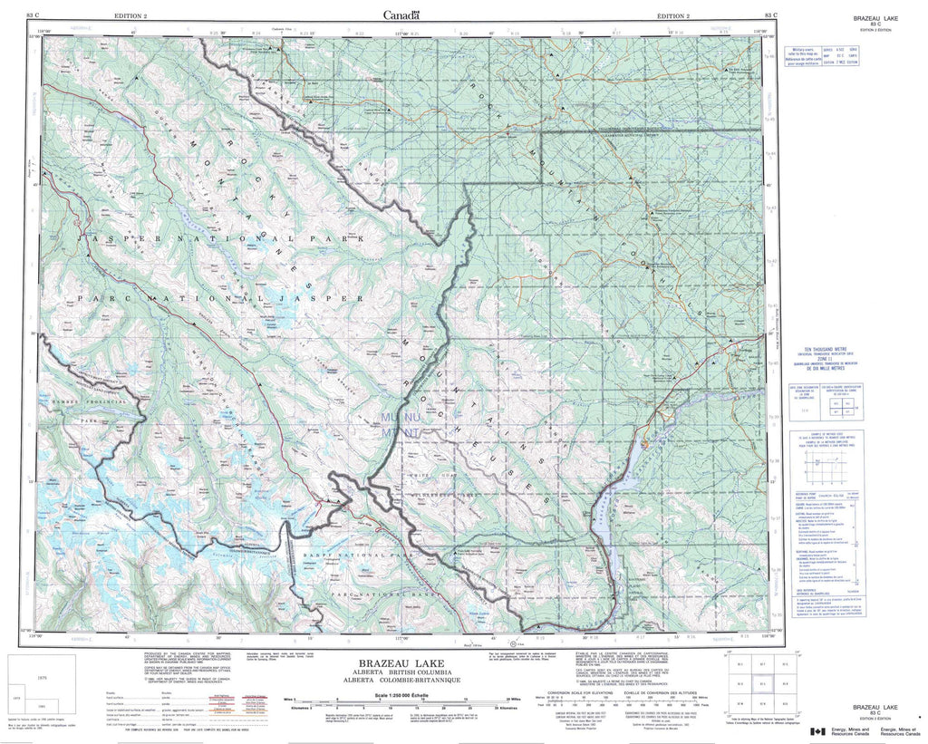 Buy Brazeau Lake topo map 083C – YellowMaps Map Store