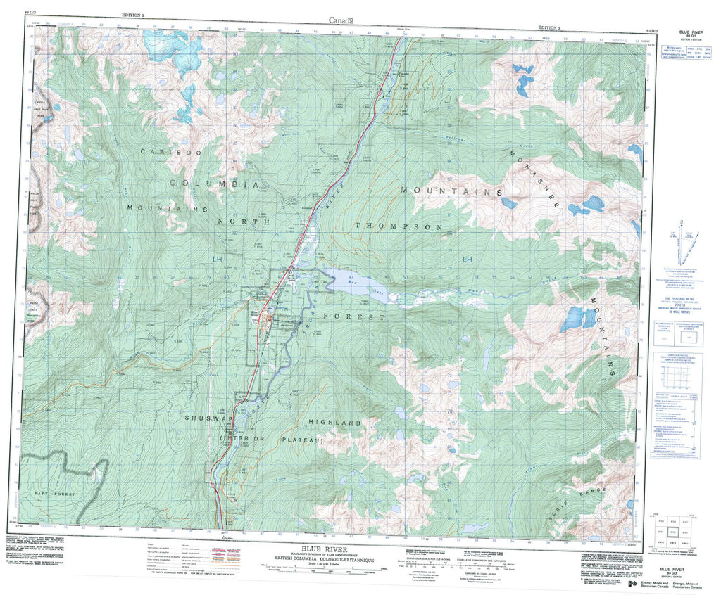 Buy Blue River topo map 083D03 – YellowMaps Map Store