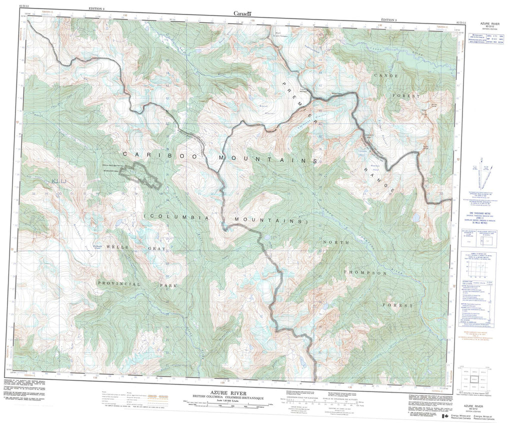 Buy Azure River topo map 083D12 – YellowMaps Map Store