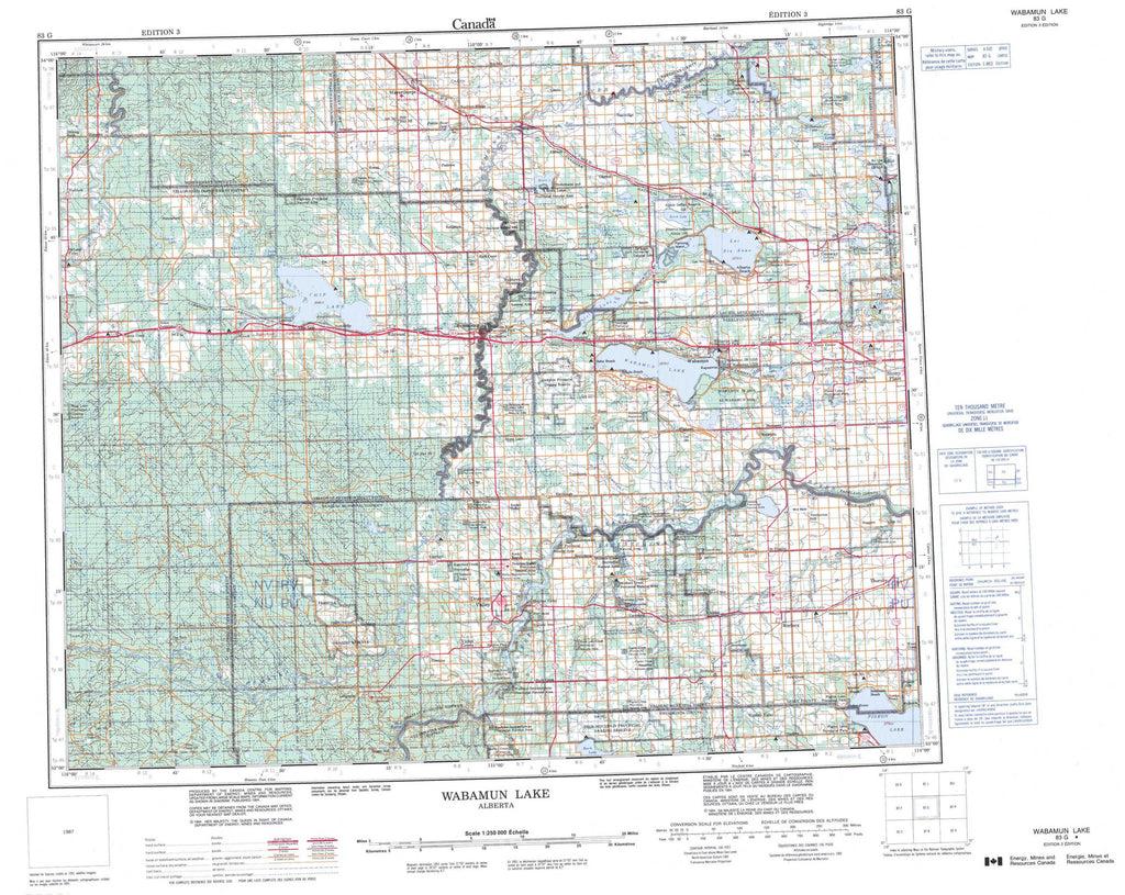 Buy Wabamun Lake topo map 083G – YellowMaps Map Store