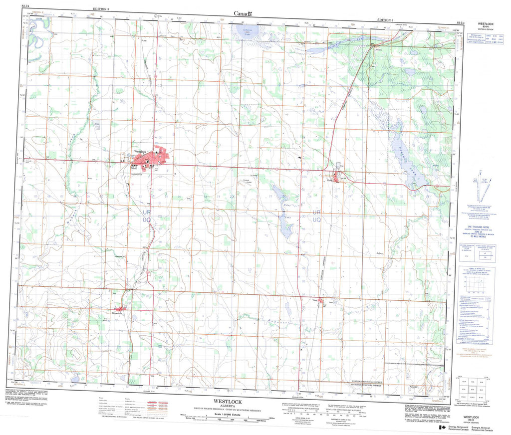 Buy Westlock topo map 083I04 – YellowMaps Map Store