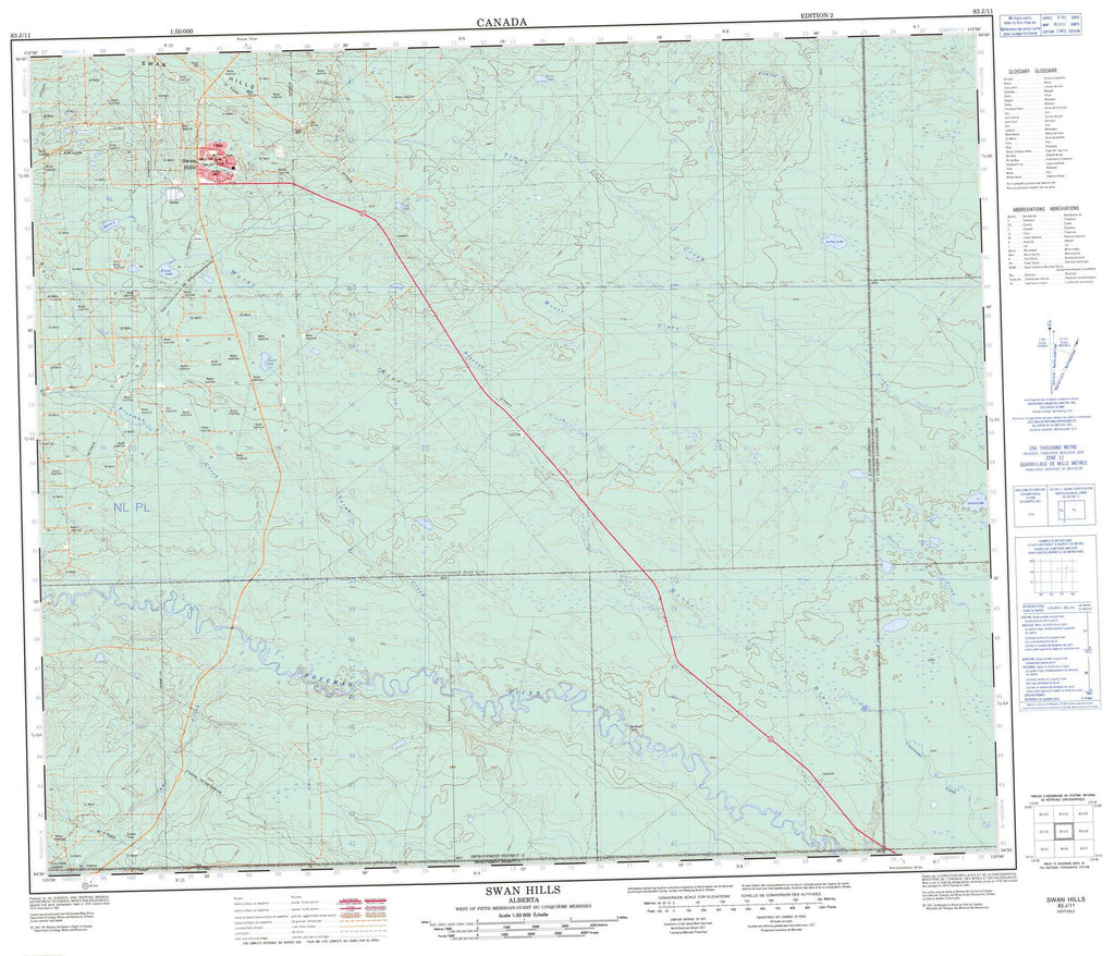 Buy Swan Hills topo map 083J11 – YellowMaps Map Store