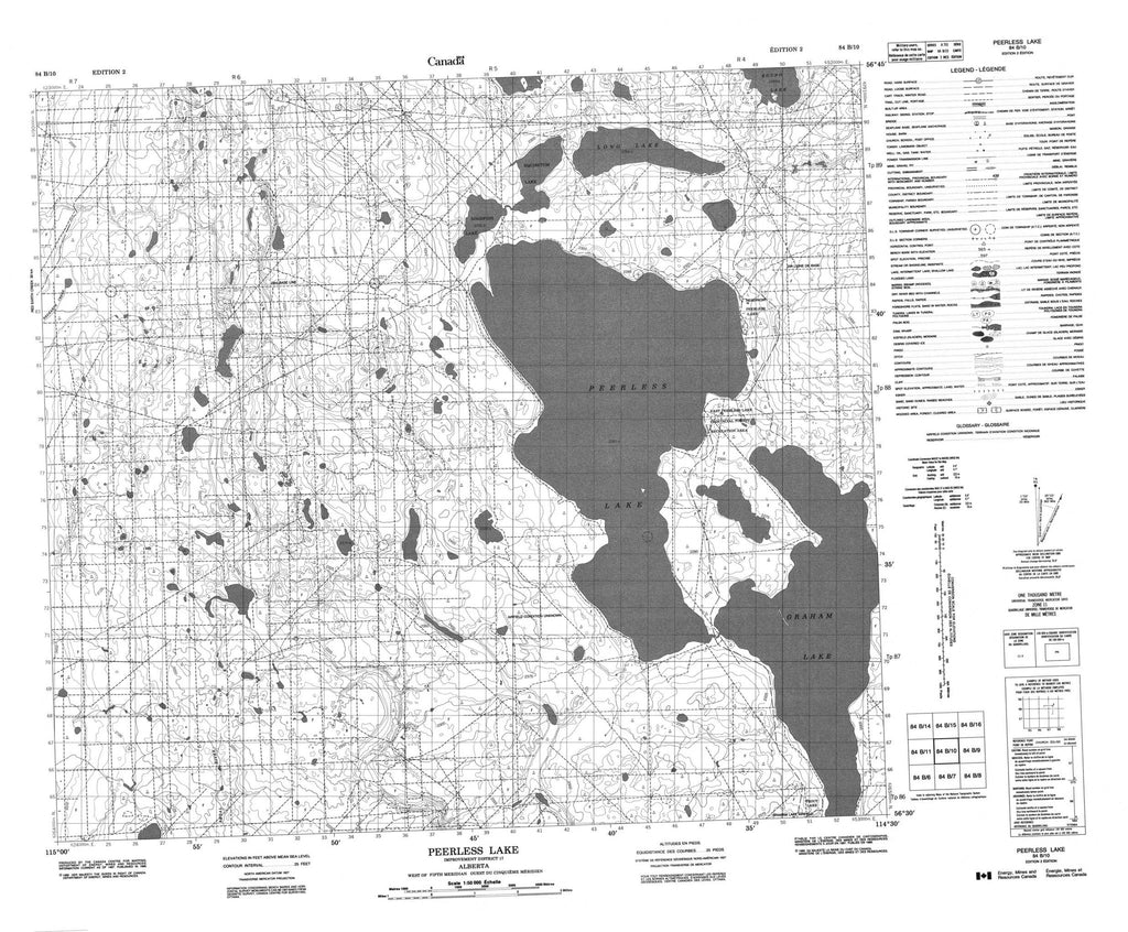 Buy Peerless Lake topo map 084B10 – YellowMaps Map Store