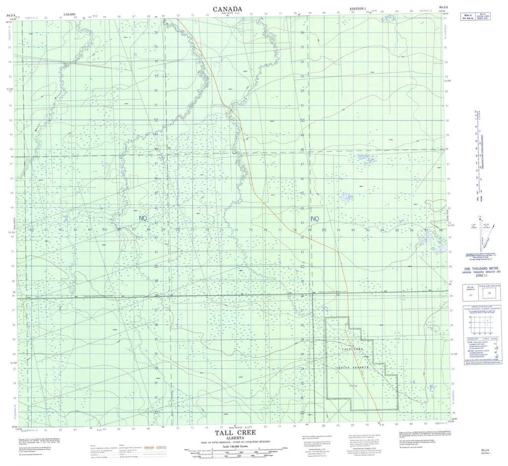 Buy Tall Cree topo map 084J04 – YellowMaps Map Store