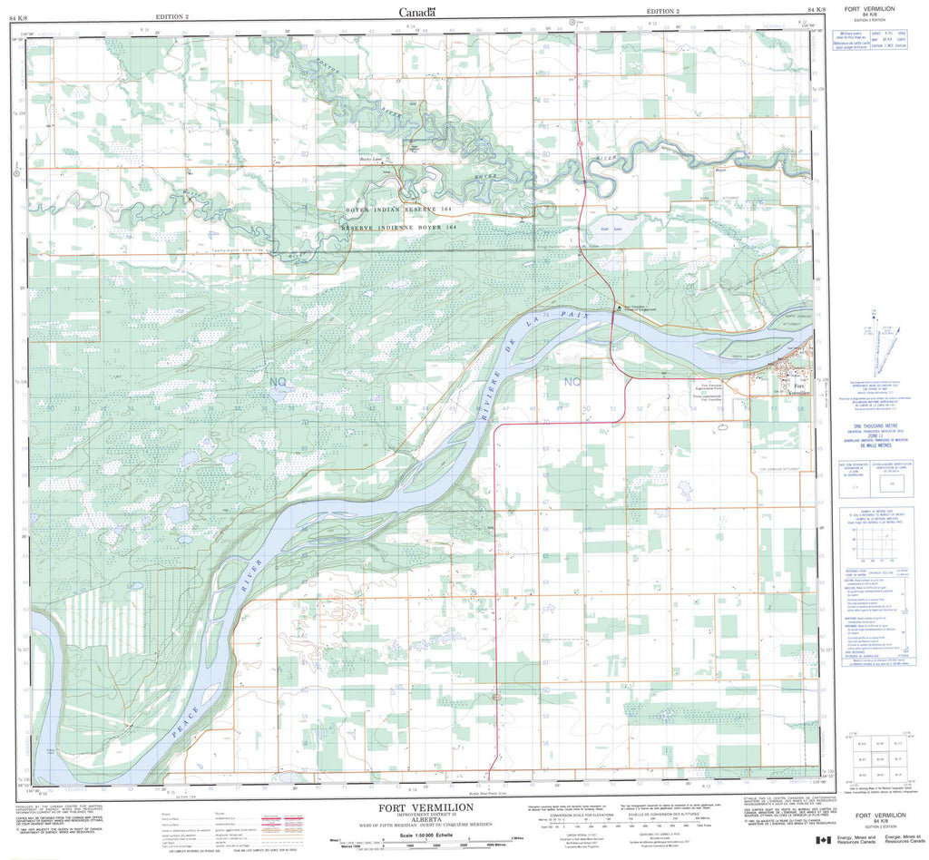 Buy Fort Vermilion topo map 084K08 – YellowMaps Map Store