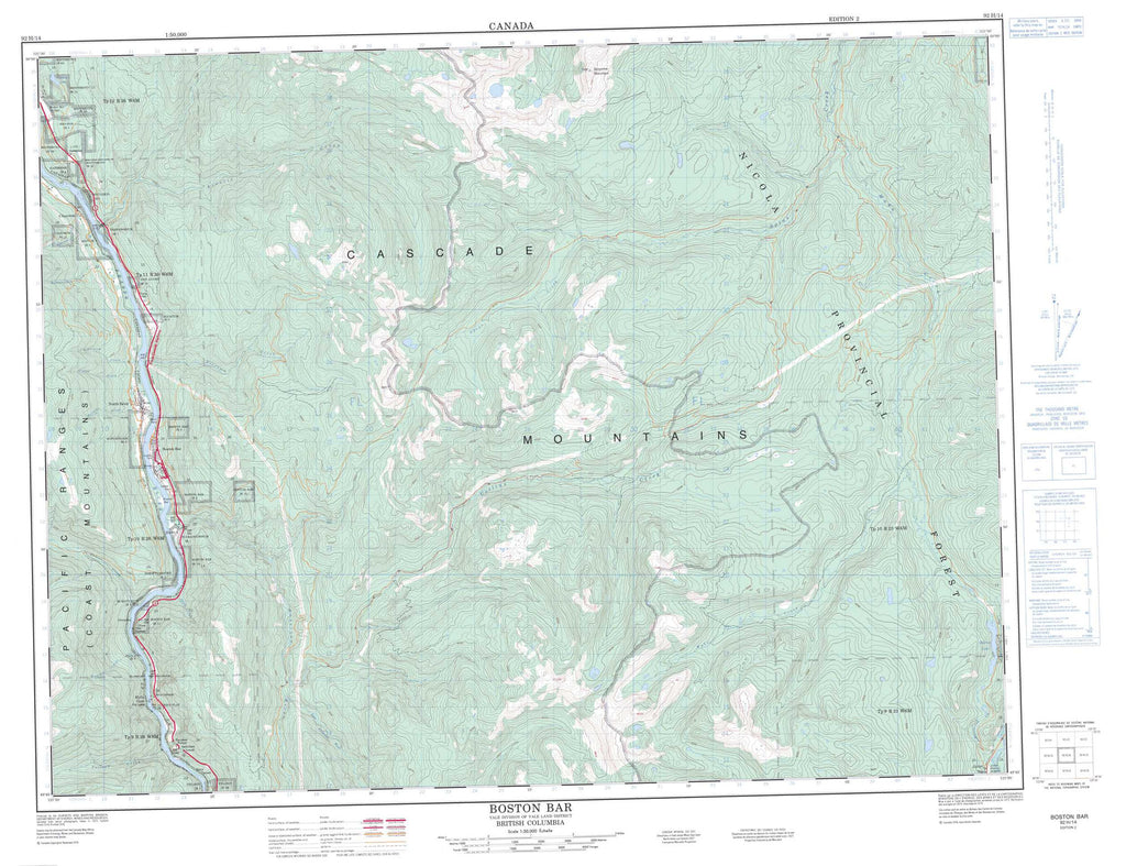 Buy Boston Bar topo map 092H14 – YellowMaps Map Store