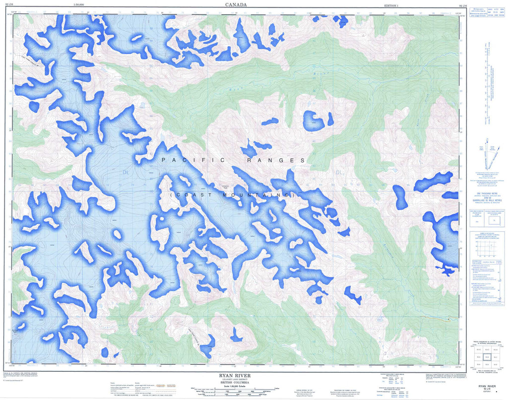 Buy Ryan River topo map 092J06 – YellowMaps Map Store