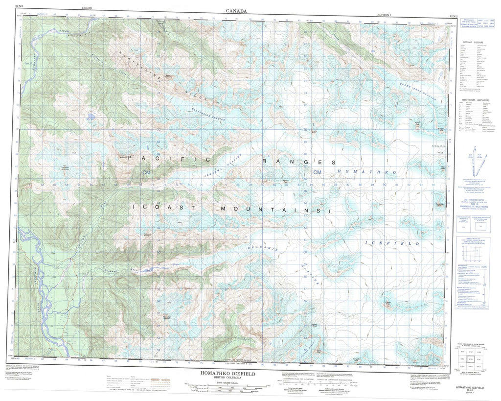 Buy Homathko Icefield topo map 092N02 – YellowMaps Map Store