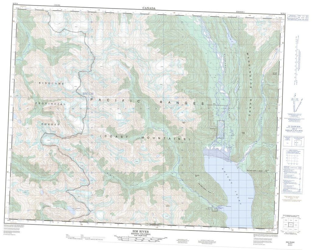 Buy Sim River topo map 092N04 – YellowMaps Map Store
