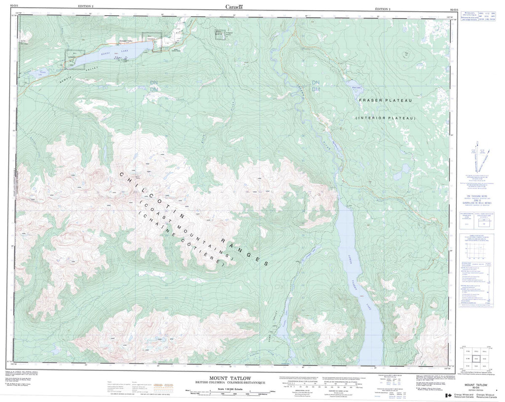 Buy Mount Tatlow topo map 092O05 – YellowMaps Map Store