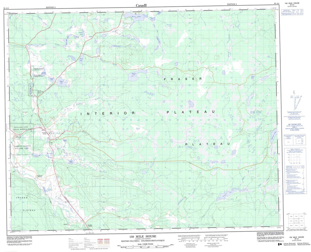 Buy 150 Mile House topo map 093A04 – YellowMaps Map Store